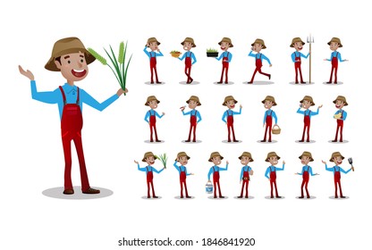 Profession Farmer Different Poses Stock Vector (Royalty Free ...