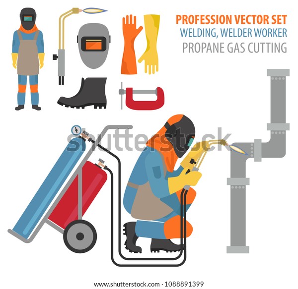 Profession Occupation Set Metal Welding Equipment Stock Vector Royalty