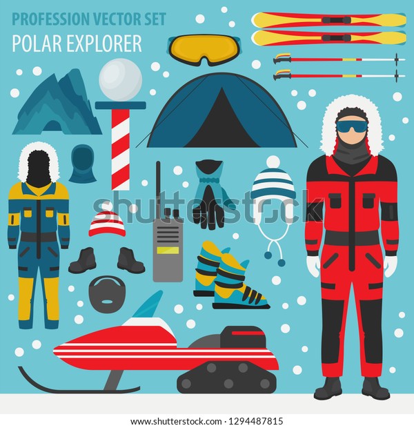Profession Occupation Set Polar Explorer Antarctic Stock Vector ...