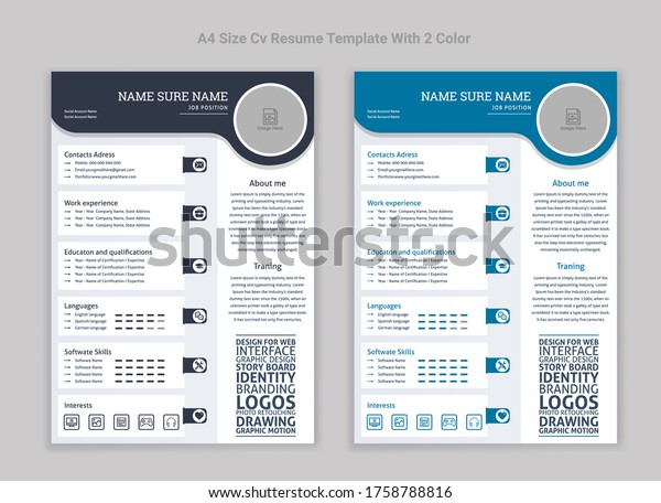 Professional 2 Color Cv Resume Template Stock Vector (Royalty Free ...