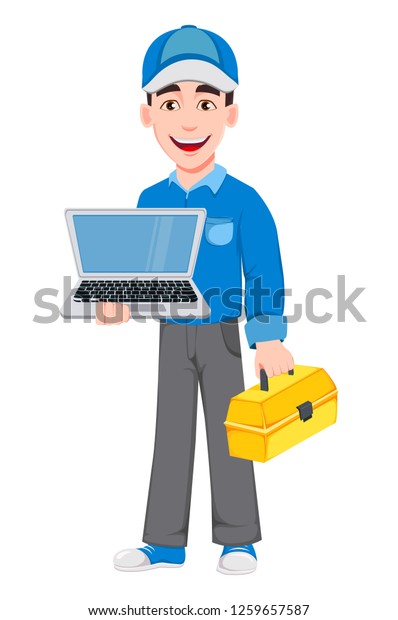 Professional Auto Mechanic Uniform Smiling Cartoon Stock Vector ...