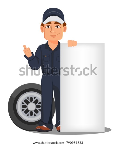 Professional Auto Mechanic Uniform Smiling Cartoon Stock Vector ...