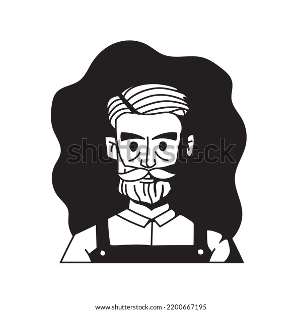 Professional Barber Avatars Isolated On Black Stock Vector (Royalty ...