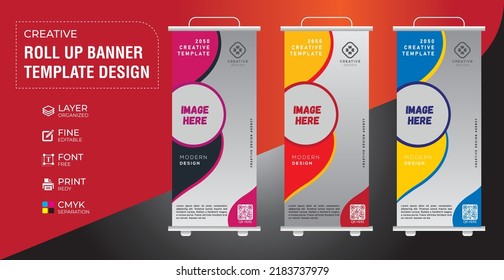Professional Creative Roll Banner Design Template Stock Vector (Royalty ...