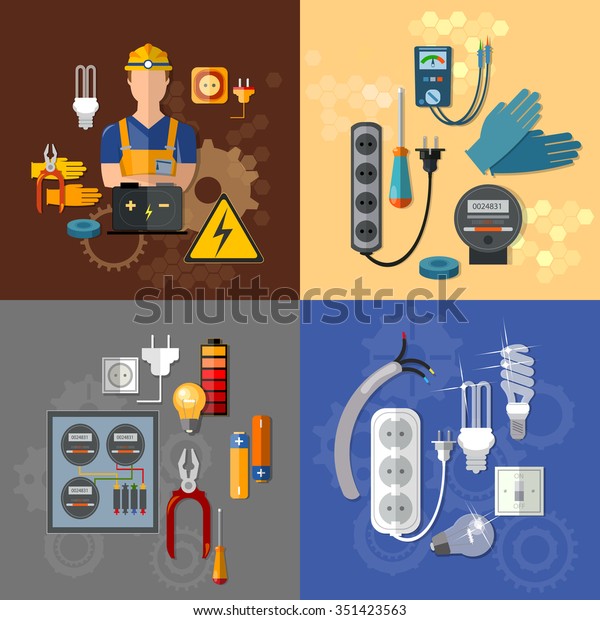 Professional Electrical Electricity Energy Electric Man Stock Vector ...