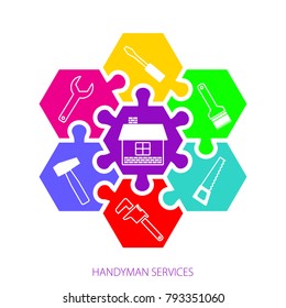 Professional Handyman Services Logo Concept Handyman Stock Vector ...