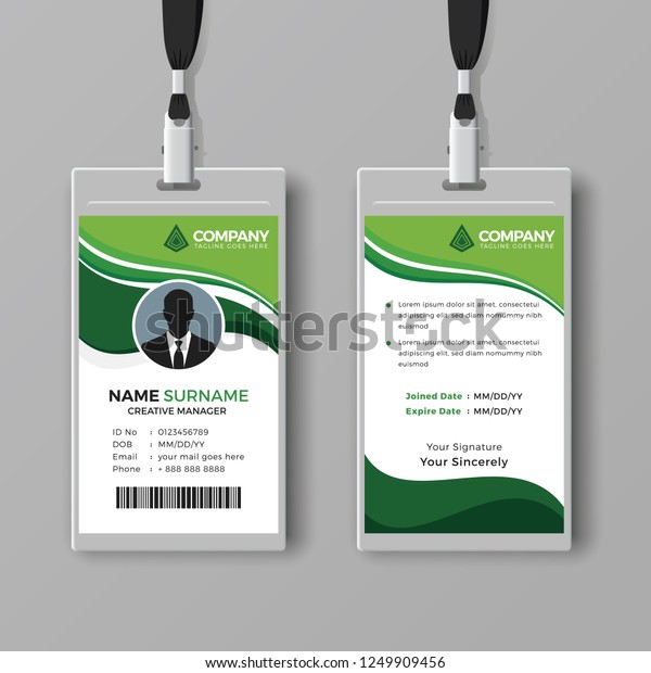 Professional Id Card Template Green Details Stock Vector (Royalty Free ...