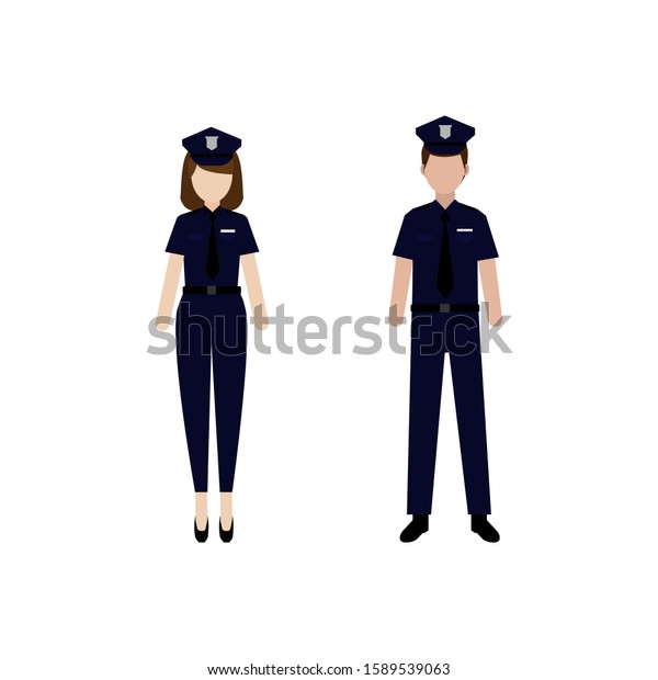 Professional Illustration Two Police Officers Tasked เวกเตอร์สต็อก