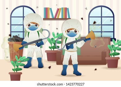 Professional Interior Pest Control Service Team Stock Vector (Royalty ...