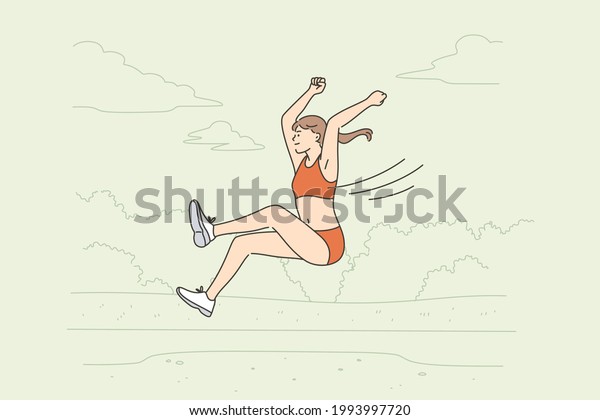 Professional Long Jump Athlete Concept Positive Stock Vector (Royalty ...
