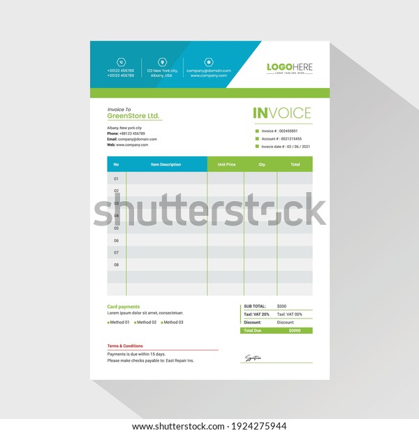 Professional Minimal Clean Invoice Design Template Stock Vector ...