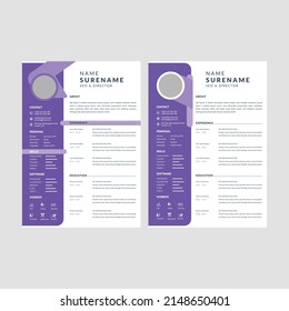 Professional Modern Resume Cv Template Layout Stock Vector (Royalty ...