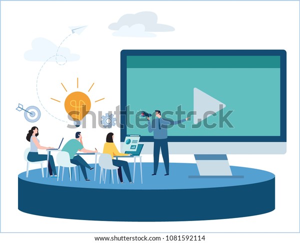 Professional Online Training Vector Illustration Education Stock Vector ...
