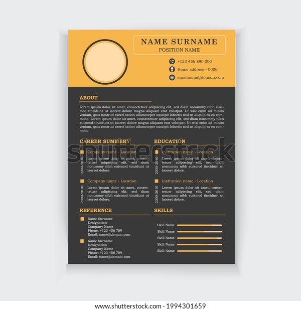 Professional Resume Template Vector File Stock Vector (Royalty Free ...