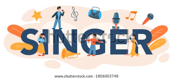 Professional Singer Typographic Header Performer Singing: เวกเตอร์สต็อก ...