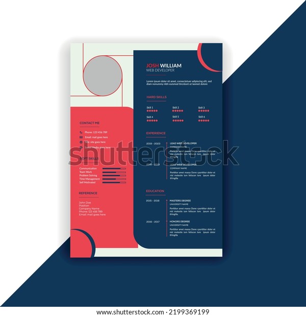Professional Stylish Cv Resume Template Modern Stock Vector (Royalty ...