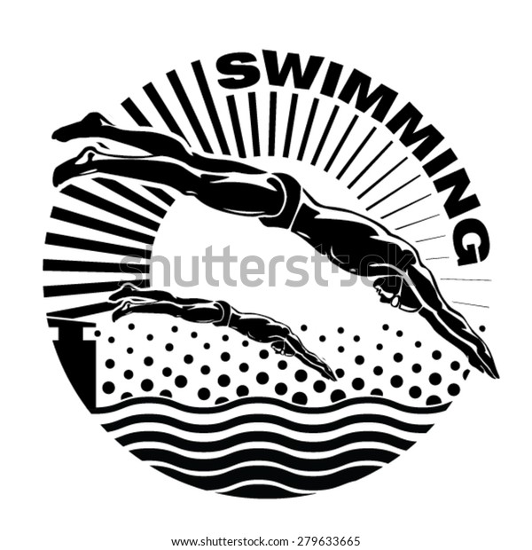 Professional Swimmers Dive On Competition Vector Stock Vector (Royalty ...