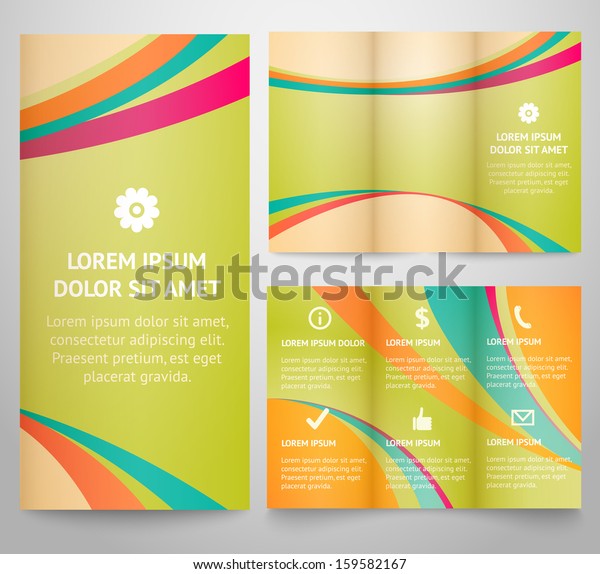 Professional Three Fold Business Flyer Template 스톡 벡터(로열티 프리) 159582167