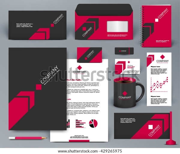 Professional Universal Branding Design Kit Red: เวกเตอร์สต็อก (ปลอดค่า ...