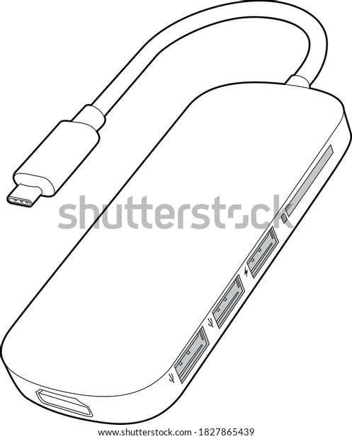 Professional Usb Adapter Vector Line Drawing Stock Vector (Royalty Free ...