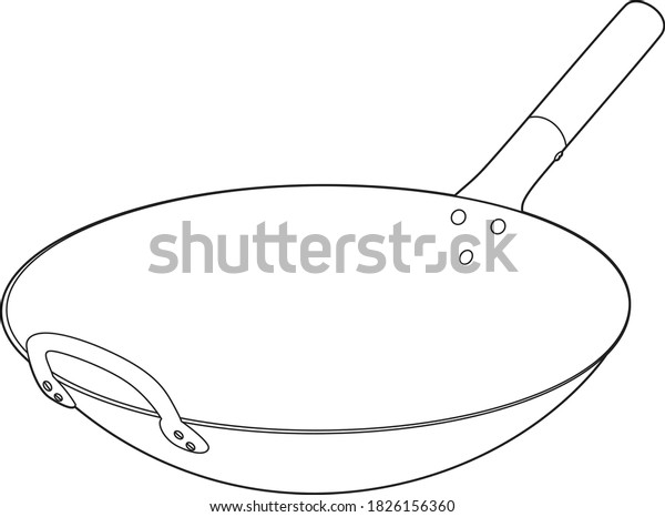 Professional Wok Vector Line Drawing Icon Stock Vector (Royalty Free ...