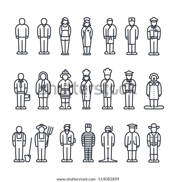 Professionals Worker Employee Job Work Profession Stock Vector (Royalty ...