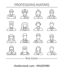 Professions Avatars Line Icon Set Isolated Stock Vector (Royalty Free) 496205980 | Shutterstock