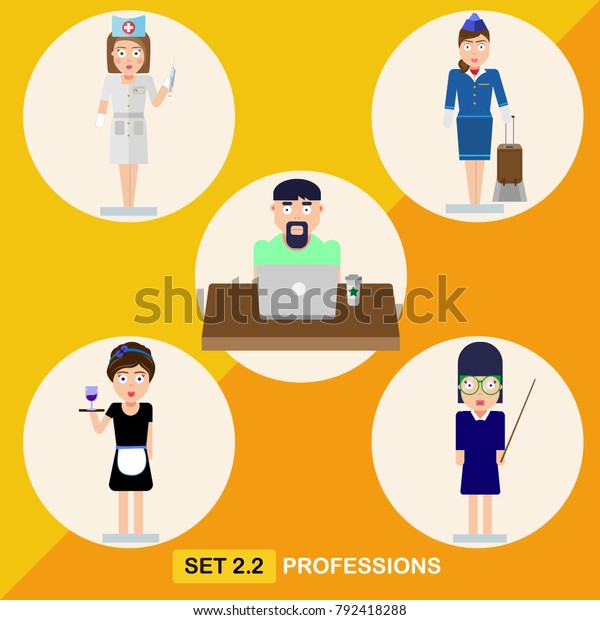 Professions Flat Vector Illustration Nurse Flight Stock Vector (Royalty ...