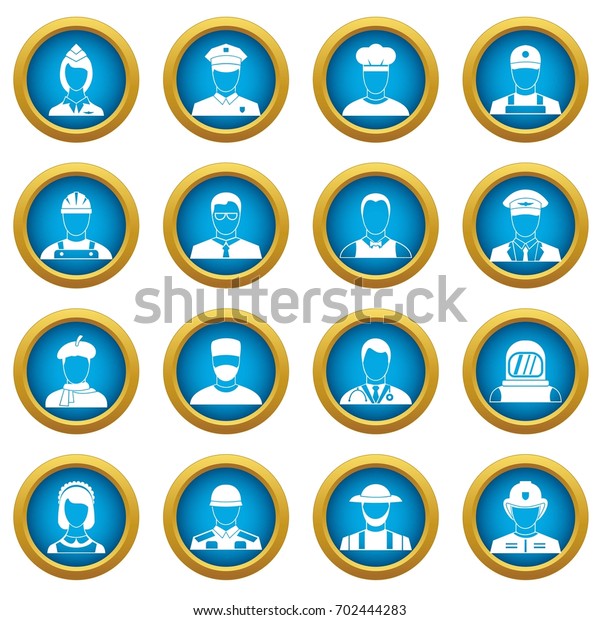 Professions Icons Blue Circle Set Isolated Stock Vector (Royalty Free ...