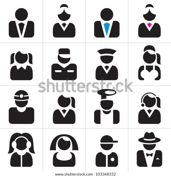 Professions Icons Set Occupations Symbols Collection Stock Vector ...