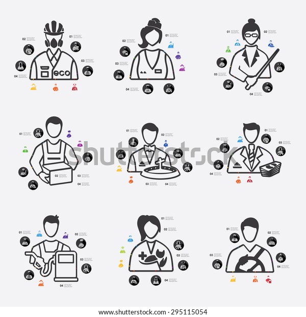 Professions Line Infographic Illustration Fully Editable Stock Vector ...
