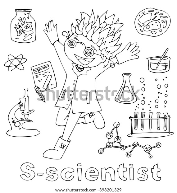 Professions Scientist Alphabetical Order Cartoon Hand Stock Vector ...