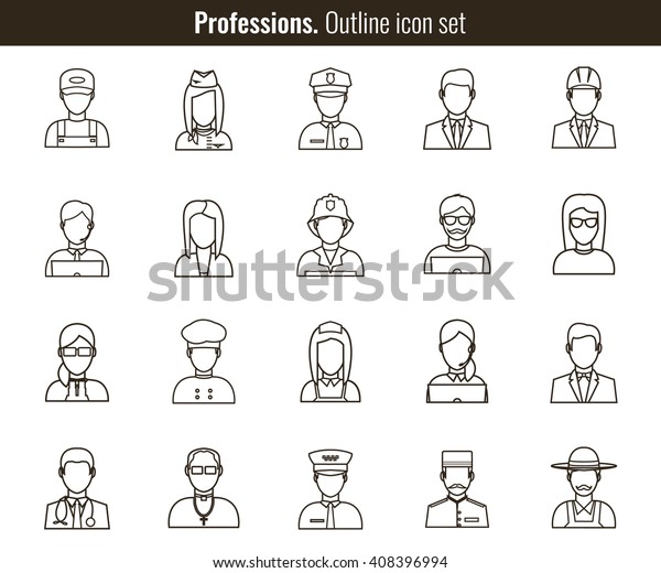Professions Vector Flat Icons Signs Symbols Stock Vector (Royalty Free ...