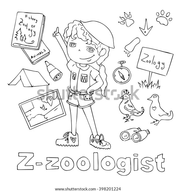 Professions Zoologist Alphabetical Order Cartoon Hand: เวกเตอร์สต็อก ...