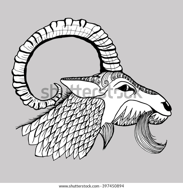 Profile Goat Stylized Head Goat Line Stock Vector (Royalty Free) 397450894