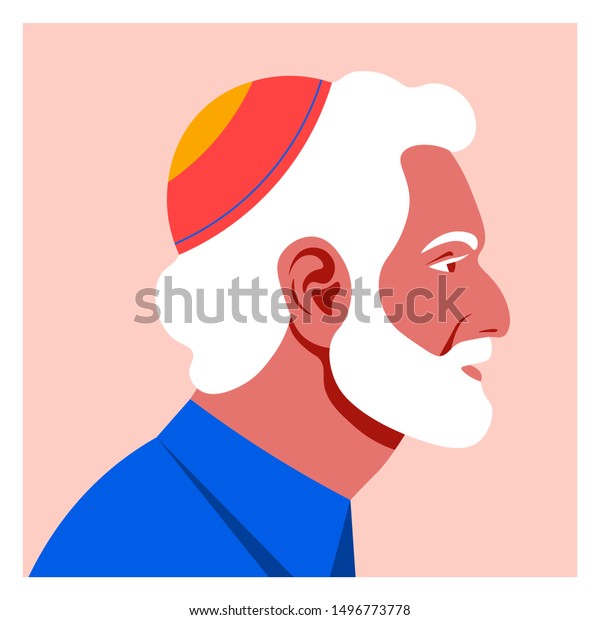 Profile Old Jew Man Face Grandfather Stock Vector (Royalty Free) 1496773778