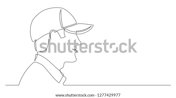 Profile Portrait Smiling Man Baseball Cap Stock Vector (Royalty Free ...