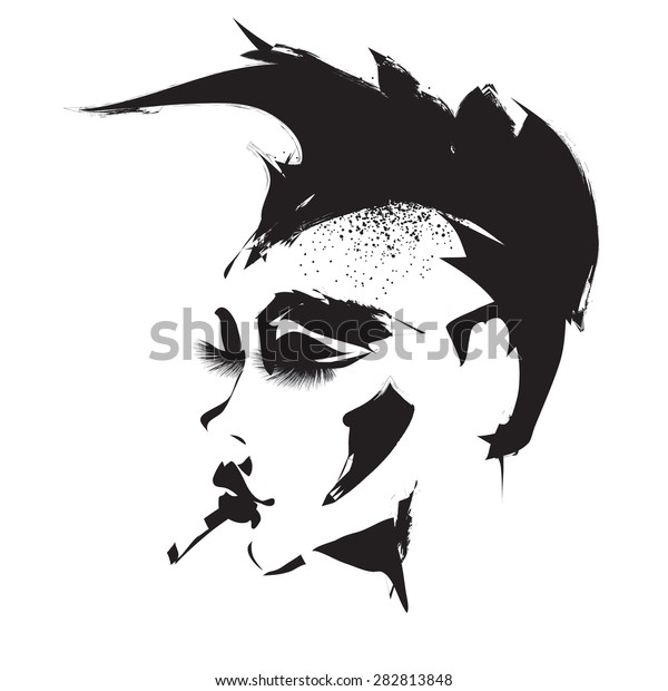 Profile Punk Girl Stock Vector (Royalty Free) 282813848