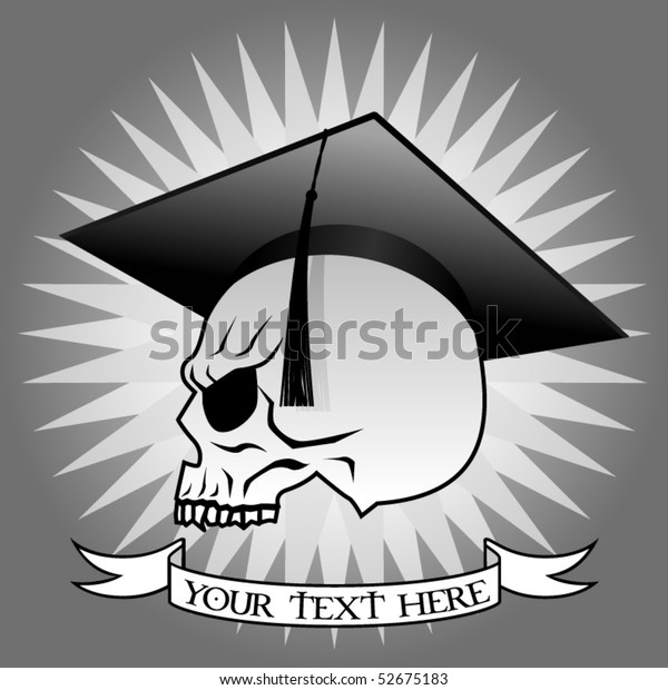 Profile View Skull Graduation Cap: vector de stock (libre de regalías ...