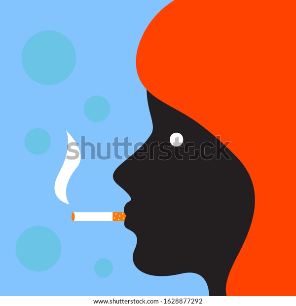 Profile Woman Cigarette Flat Style Vector Stock Vector (Royalty Free ...