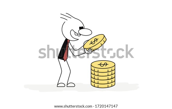 Profit Vector Stickman Cartoon Character Illustration Stock Vector ...
