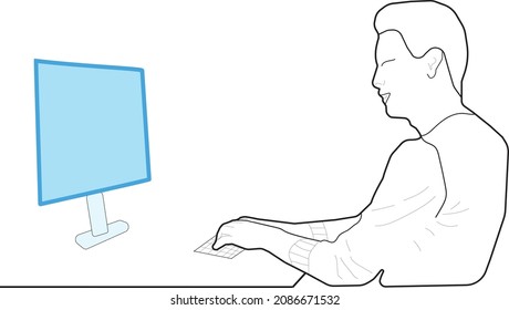 Programmer Sitting Table Front Computer Stock Vector (Royalty Free) 2086671532 | Shutterstock