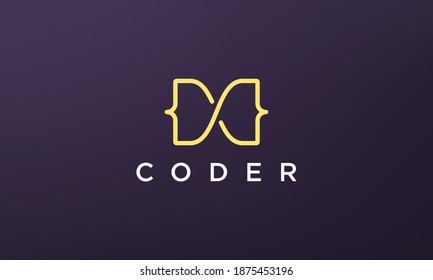 Programming Code Technology Logo Simple Modern Stock Vector (royalty