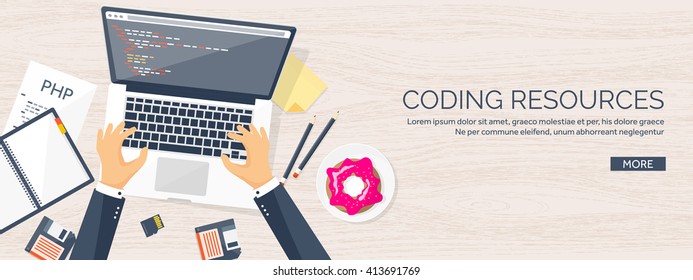 Programming Coding Backgroundflat Designprogram Source Codesoftware 库存矢量图(免版税)413691859