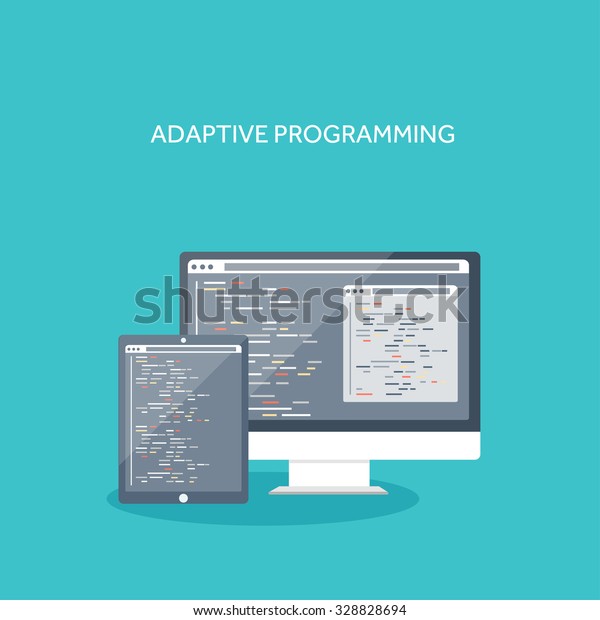 Programming Coding Backgroundflat Designprogram Source Codesoftware Stock Vector Royalty Free