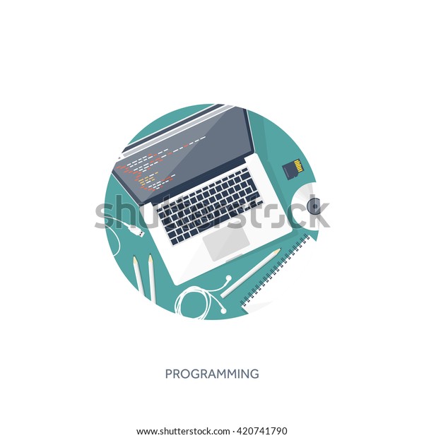Programming Coding Backgroundflat Designprogram Source Codesoftware 库存矢量图(免版税)420741790