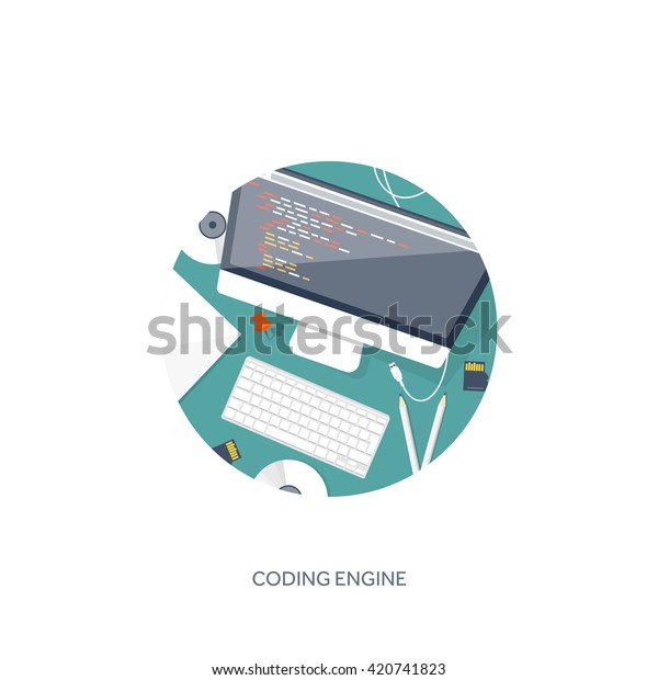 Programming Coding Backgroundflat Designprogram Source Codesoftware 库存 9613