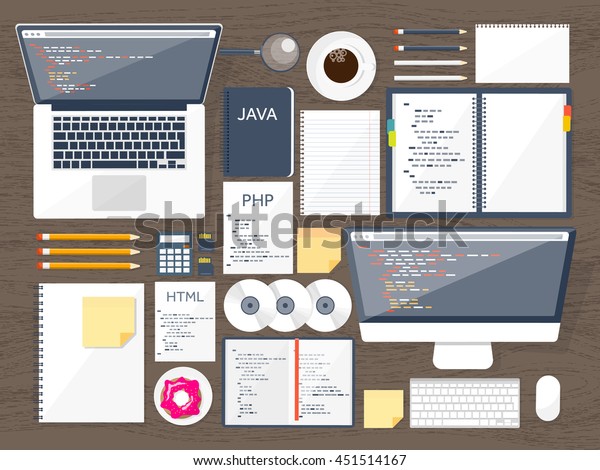 Programming Coding Backgroundflat Designprogram Source Codesoftware Stock Vector Royalty Free
