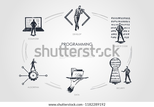 Programming Develop Source Code Security Data Stock Vector (Royalty ...