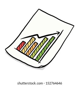 Vektor Stok Progression Graph On Paper Cartoon Vector (Tanpa Royalti ...